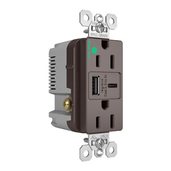 15A 125V Hospital-Grade Tamper-Resistant Duplex Receptacle with USB A/C ...
