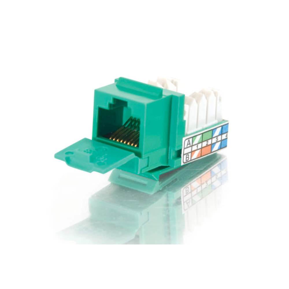 90° Cat5E RJ45 UTP Keystone Jack - Green | Data Center | Networking