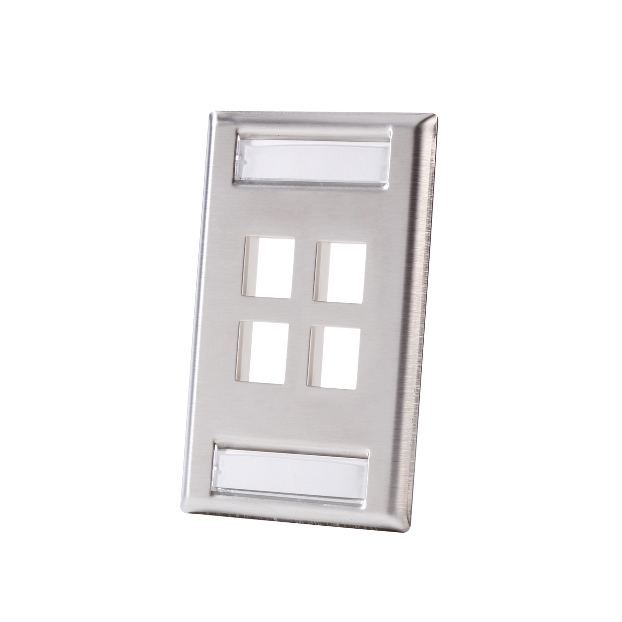 Single gang stainless steel faceplate - holds four Keystone jacks or ...