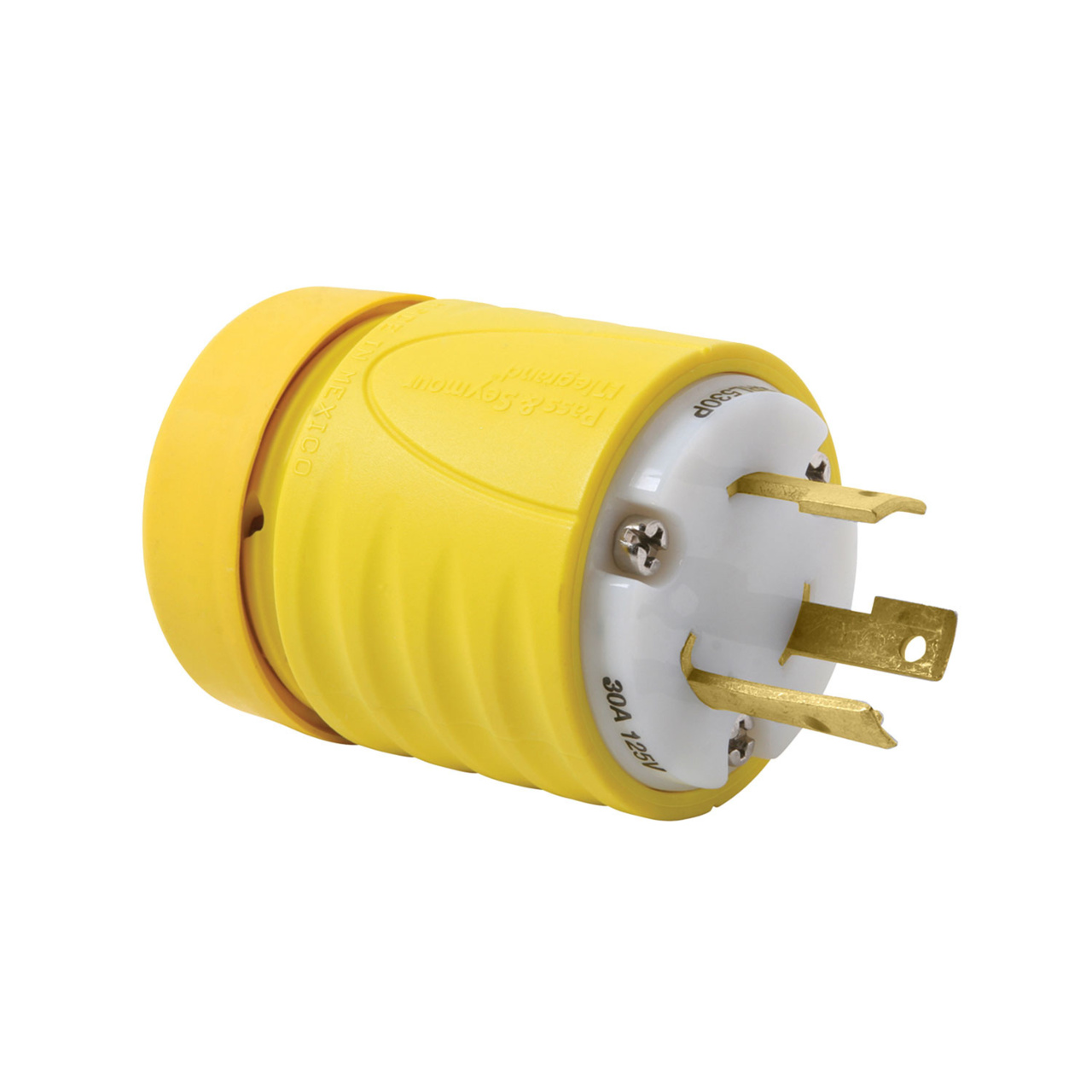 30A NEMA L530 Plug - Yellow Back, White Front Body, Corrosion-Resistant ...