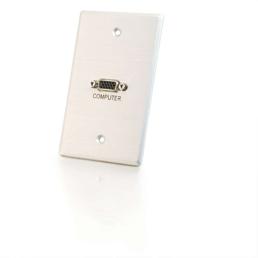 VGA Pass Through Single Gang Wall Plate - Brushed Aluminum | VGA ...
