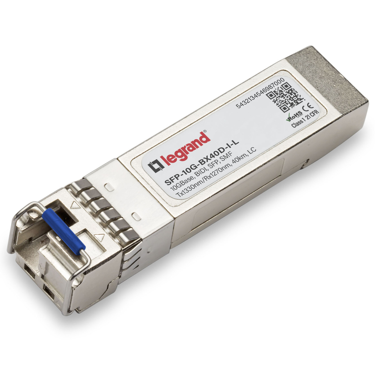 Cisco SFP-10G-BX40D-I Compatible 10GBase-BX SFP+ Transceiver (SMF, Tx: 1330nm Rx: 1270nm, 40km ...