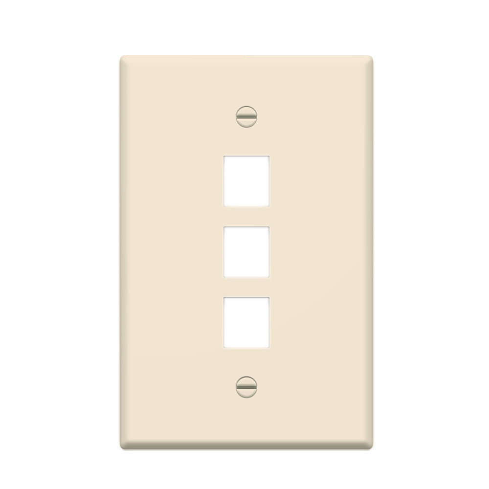 Discontinued - 3-Port Keystone Wall Plate with Label, Light Almond ...