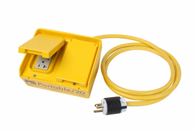 Portable GFCI Auto Reset Box with four Straight Blade Outlets and Plug ...