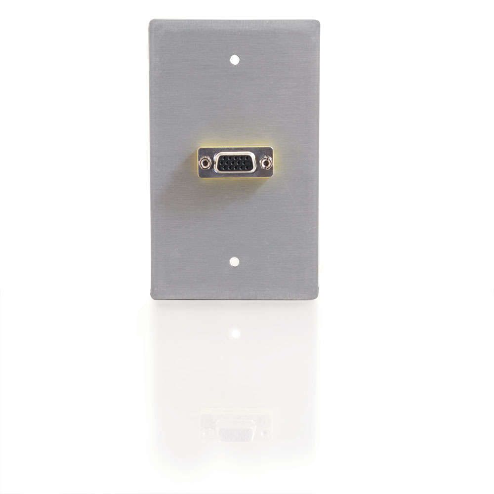 VGA Pass Through Single Gang Wall Plate - Brushed Aluminum | VGA ...