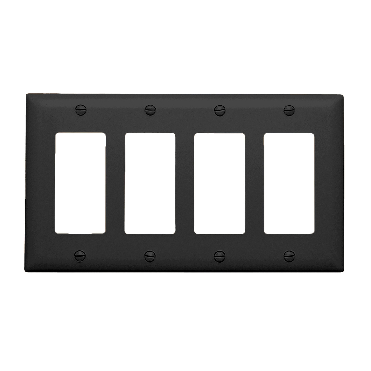 TradeMaster® 4-Gang Nylon Wall Plate, 4 Decorator Openings, Black ...