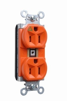 PlugTail® Isolated Ground Spec Grade Receptacles, 15A, 125V, Orange ...