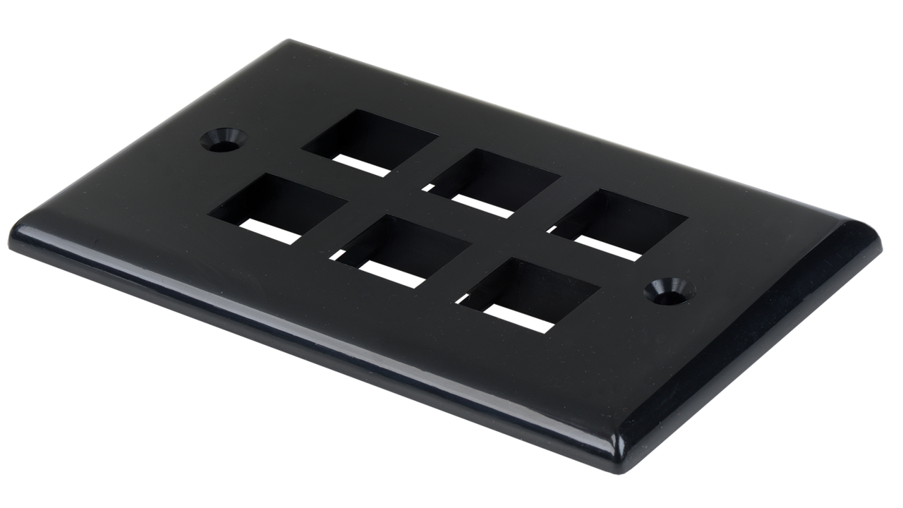 WP-N6-WH - Keystone single gang 6-port smooth faceplate