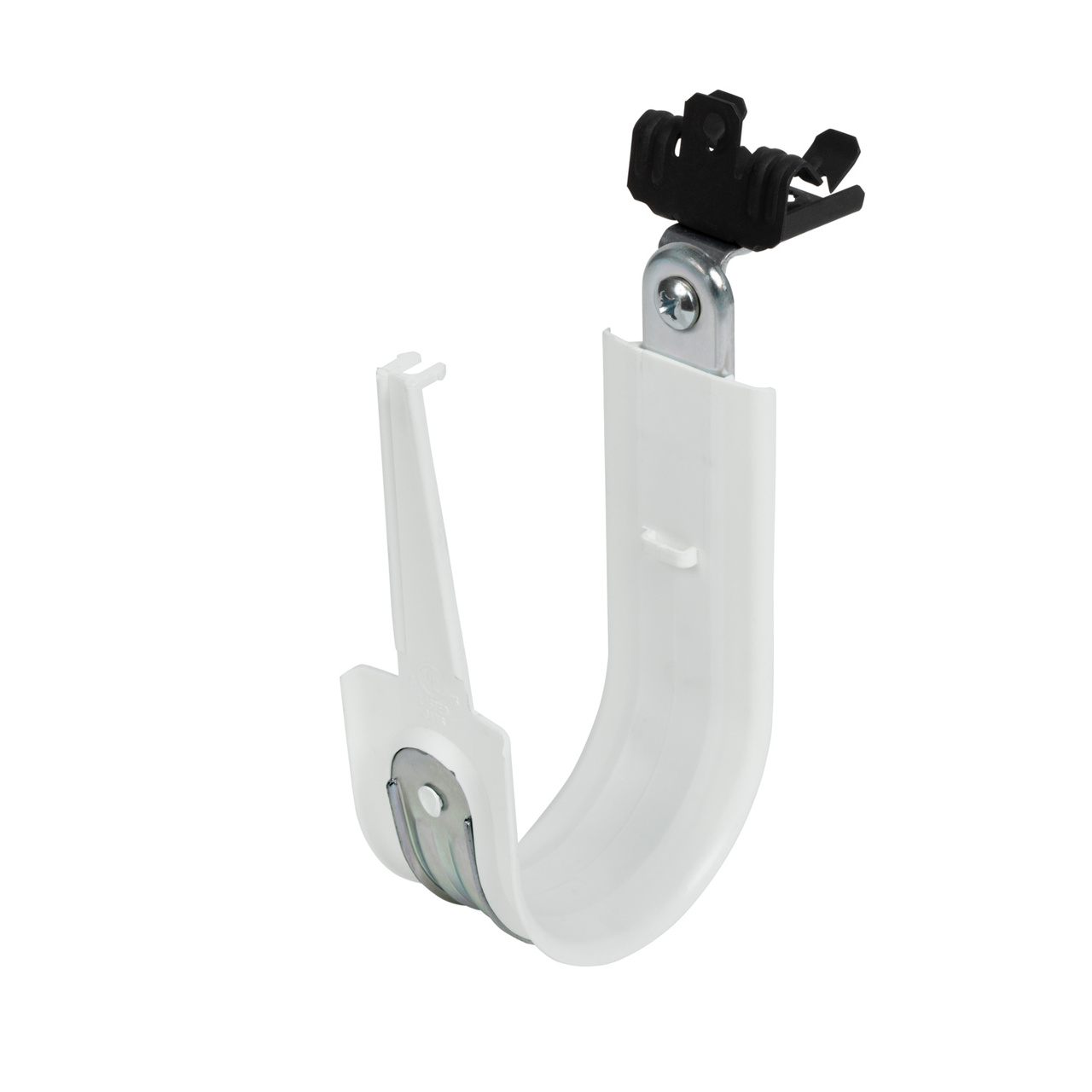 3'' White Plastic Coated J-Hook w/ Latch & 90Â° Angle Clip Knock-on ...