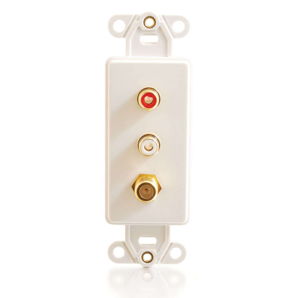 RCA Stereo Audio Solder Type Decorative Wall Plate with F-Type Coaxial ...