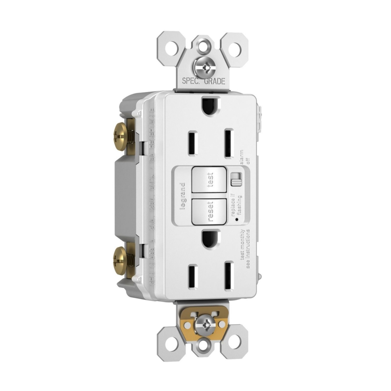 15A Audible Alarm Sensitive Appliance GFCI Receptacle, White | GFCI and ...