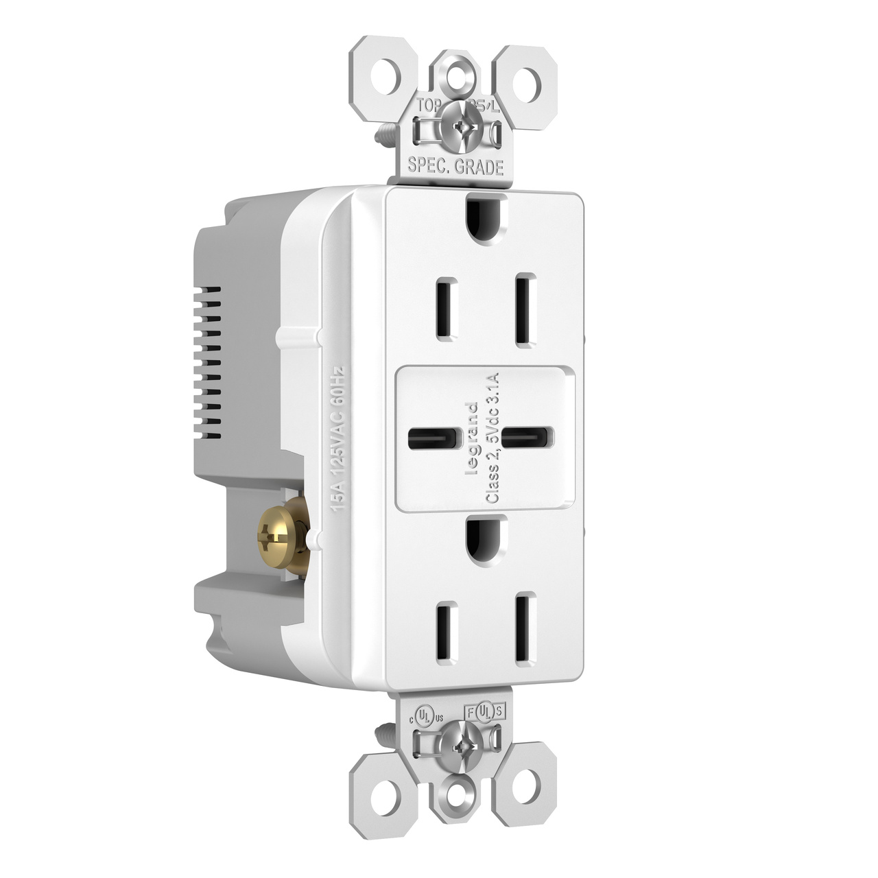 Discontinued - Tamper-Resistant 15A 125V Duplex Outlet and Two 3.1A USB ...