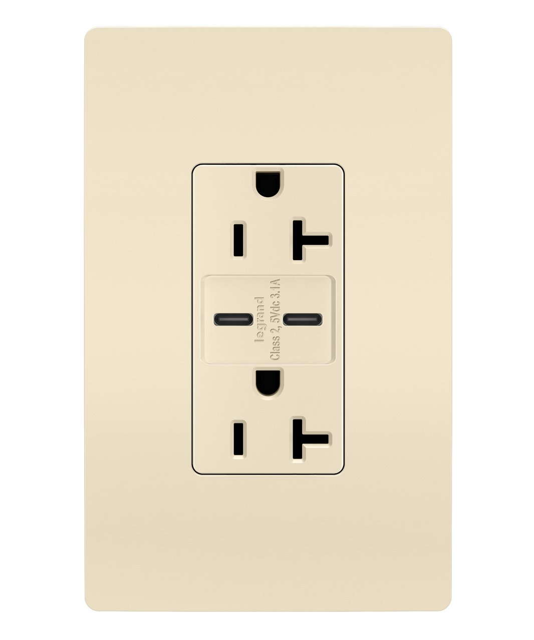 20A 125V Tamper-Resistant Duplex Receptacle with USB Type C/C Charging ...
