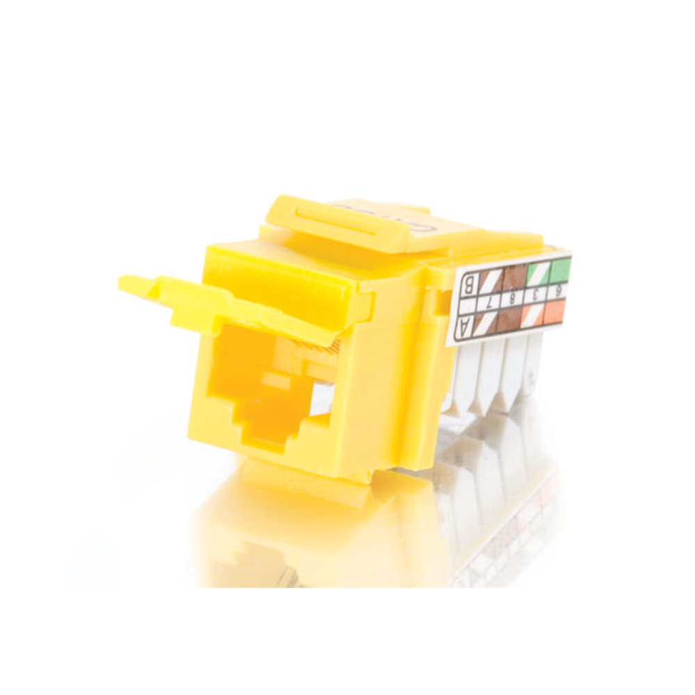 90° Cat5E RJ45 UTP Keystone Jack - Yellow | Data Center | Networking