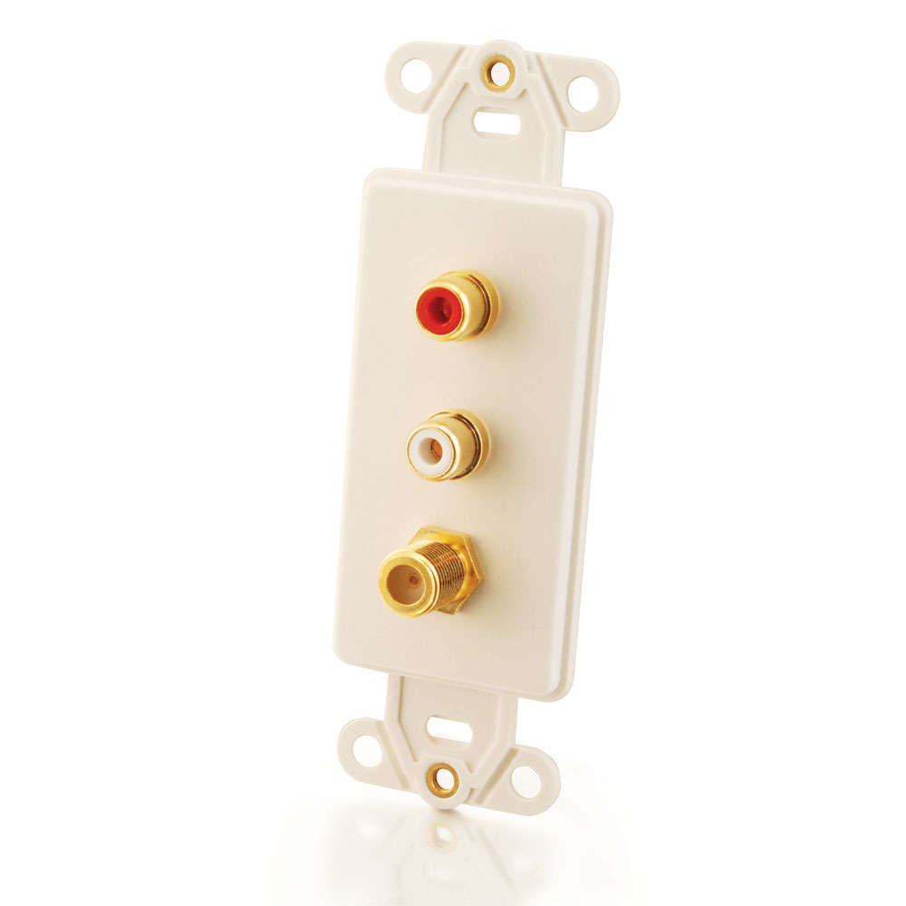 RCA Stereo Audio Solder Type Decorative Wall Plate with F-Type Coaxial ...