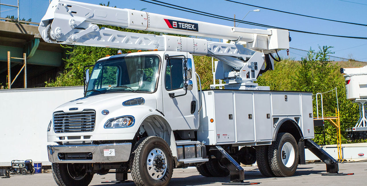 55 ft Distribution Bucket Truck Rental - Custom Truck One Source