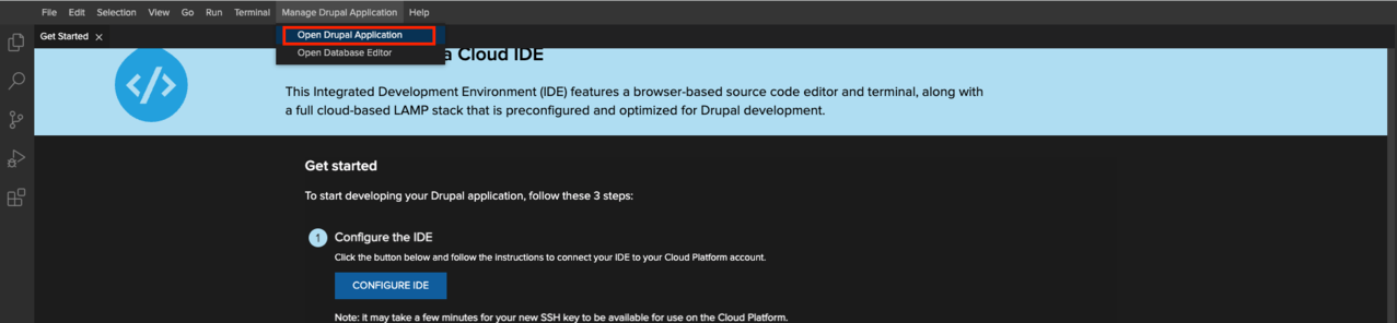 Getting started with Cloud IDE — Acquia Docs