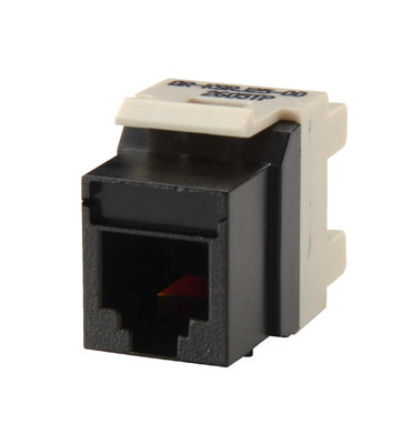 RJ25 Keystone jack, 6-position, 180 degree exit, USOC wiring, Black ...