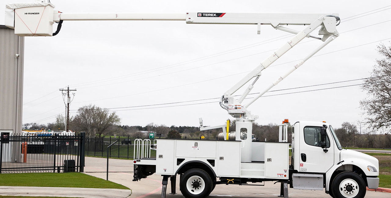 55 ft Distribution Bucket Truck Rental - Custom Truck One Source