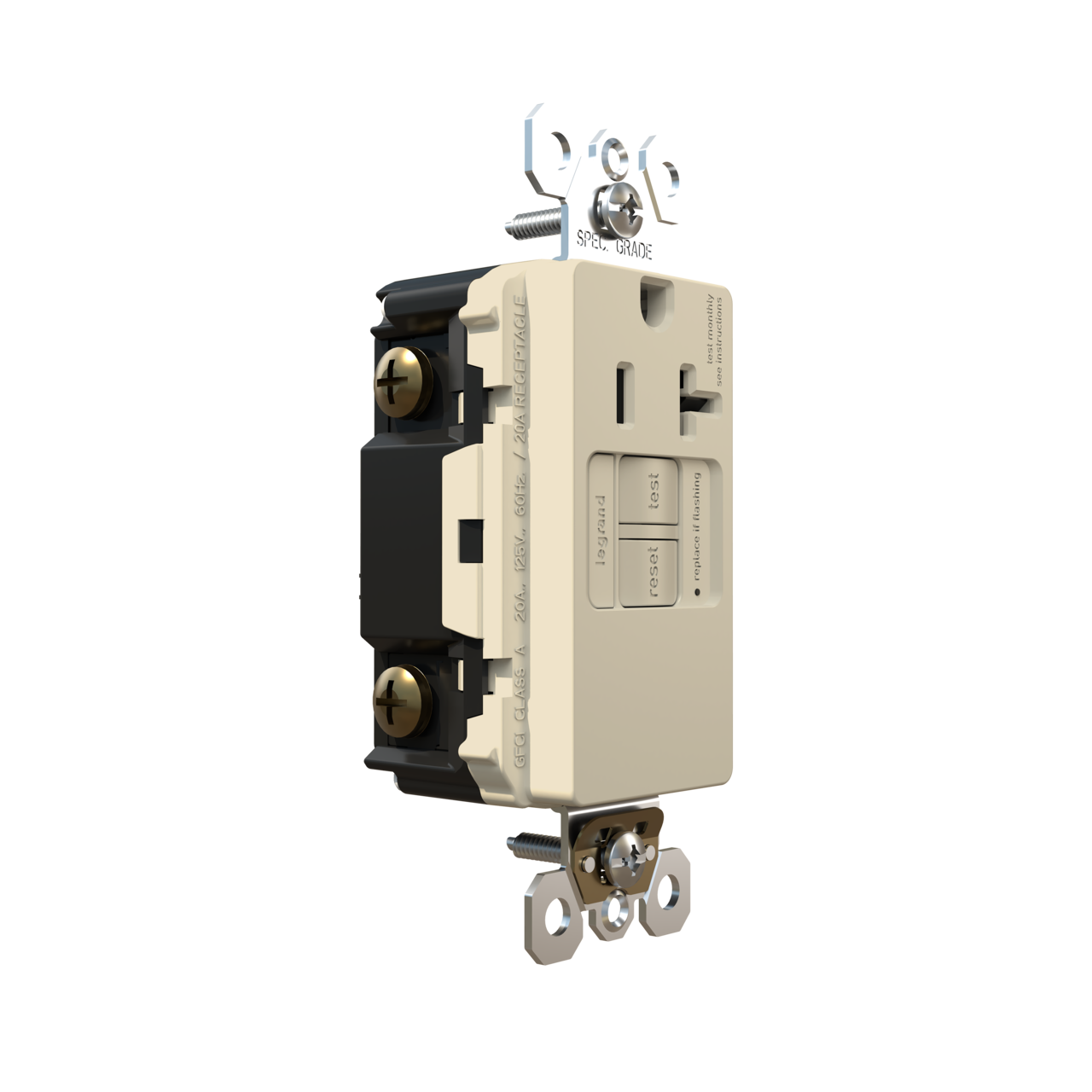 radiant 20A Tamper-Resistant Self-Test Simplex GFCI Outlet