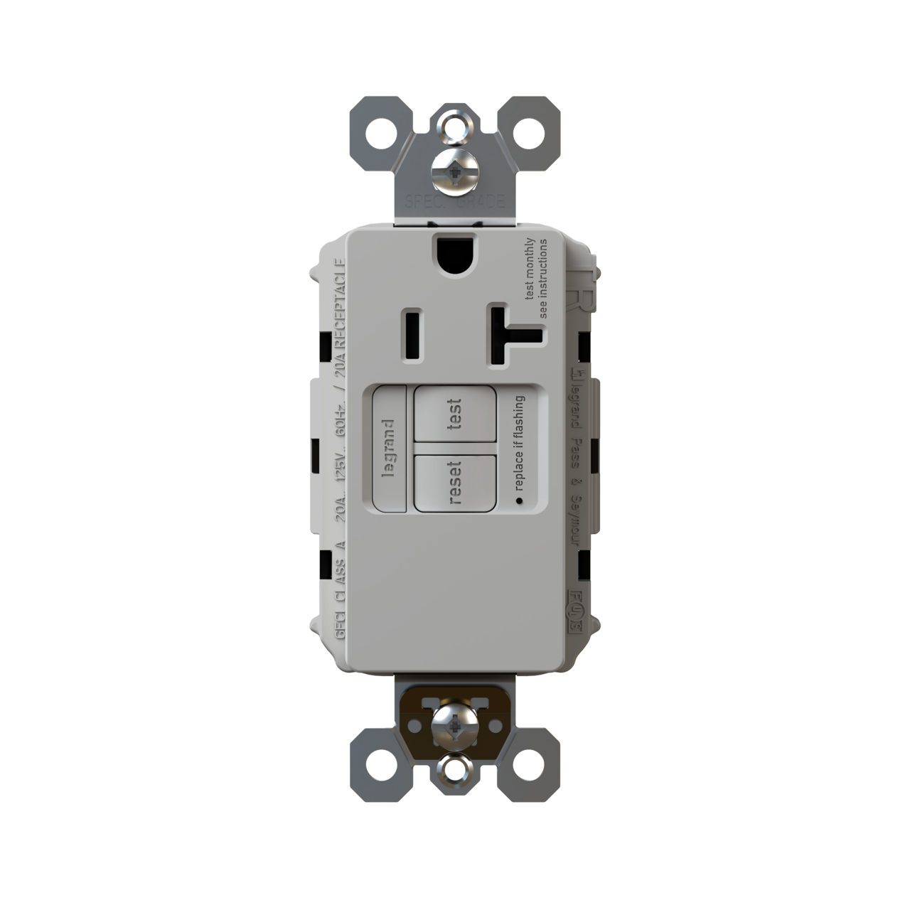 radiant 20A Tamper-Resistant Self-Test Simplex GFCI Outlet