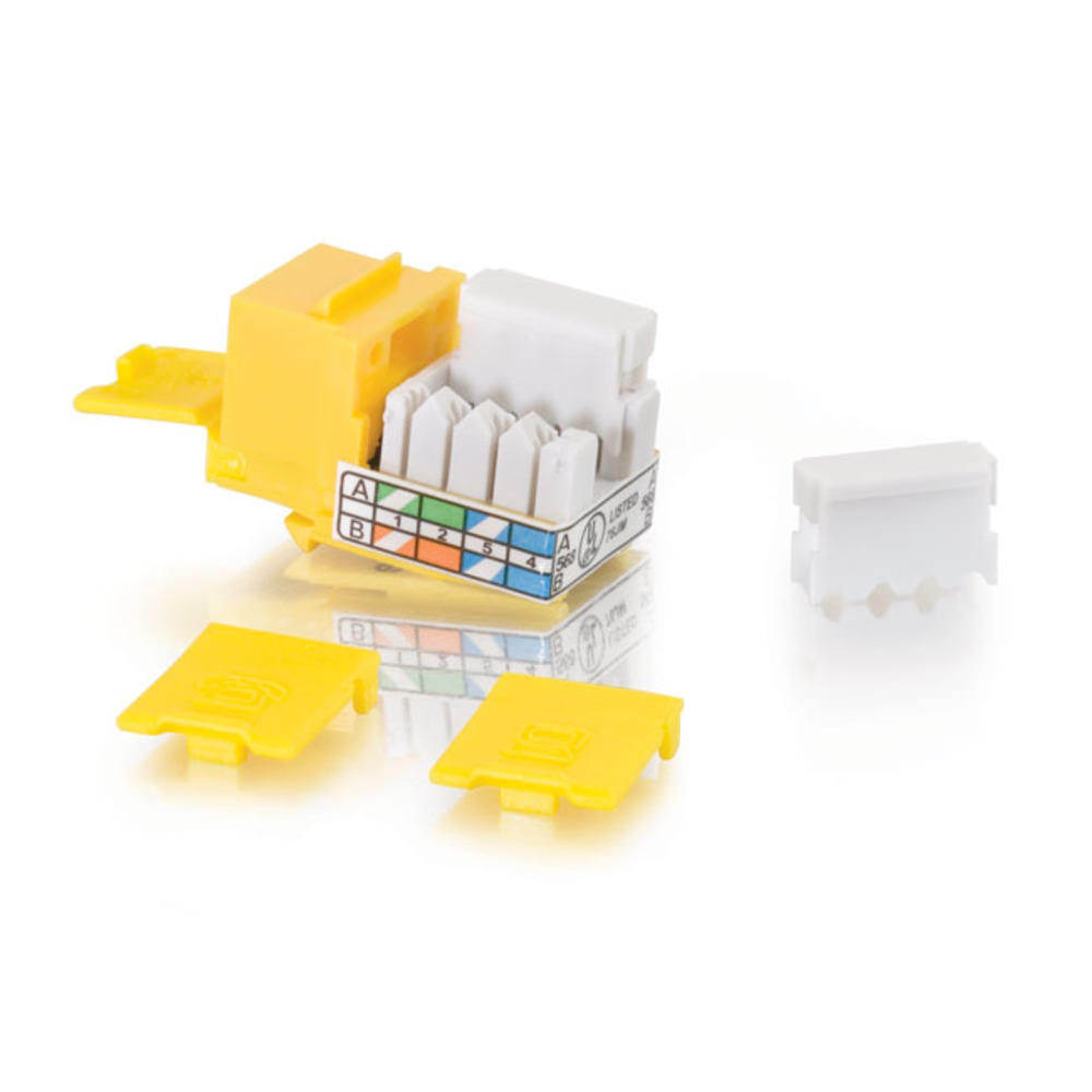 90° Cat5E RJ45 UTP Keystone Jack - Yellow | Data Center | Networking