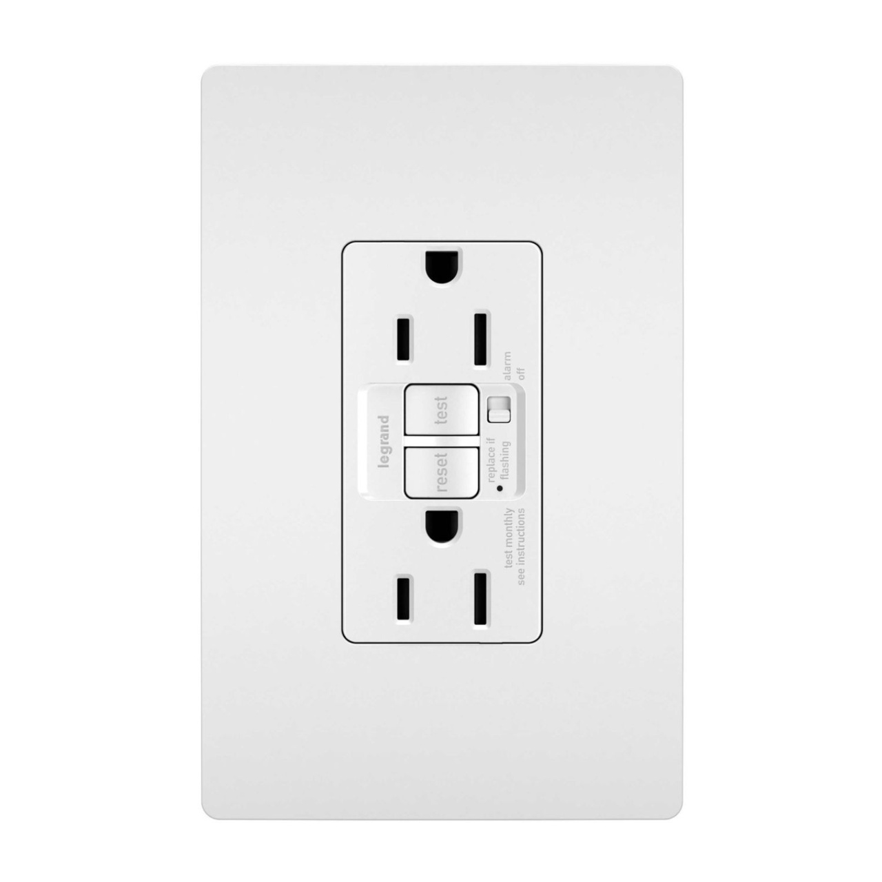 15A Audible Alarm Sensitive Appliance GFCI Receptacle, White | GFCI and ...