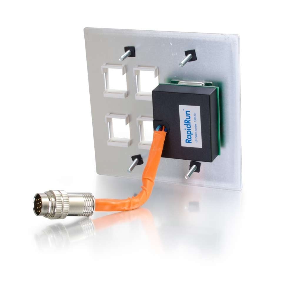 RapidRun® VGA(HD15) + 3.5mm Stereo + 4 Keystones Audio Double Gang Wall ...