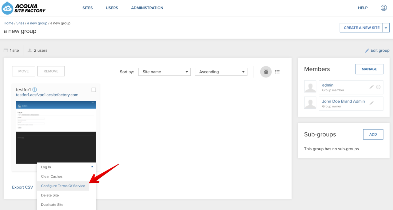 Setting The Terms Of Service Statement — Acquia Product Documentation