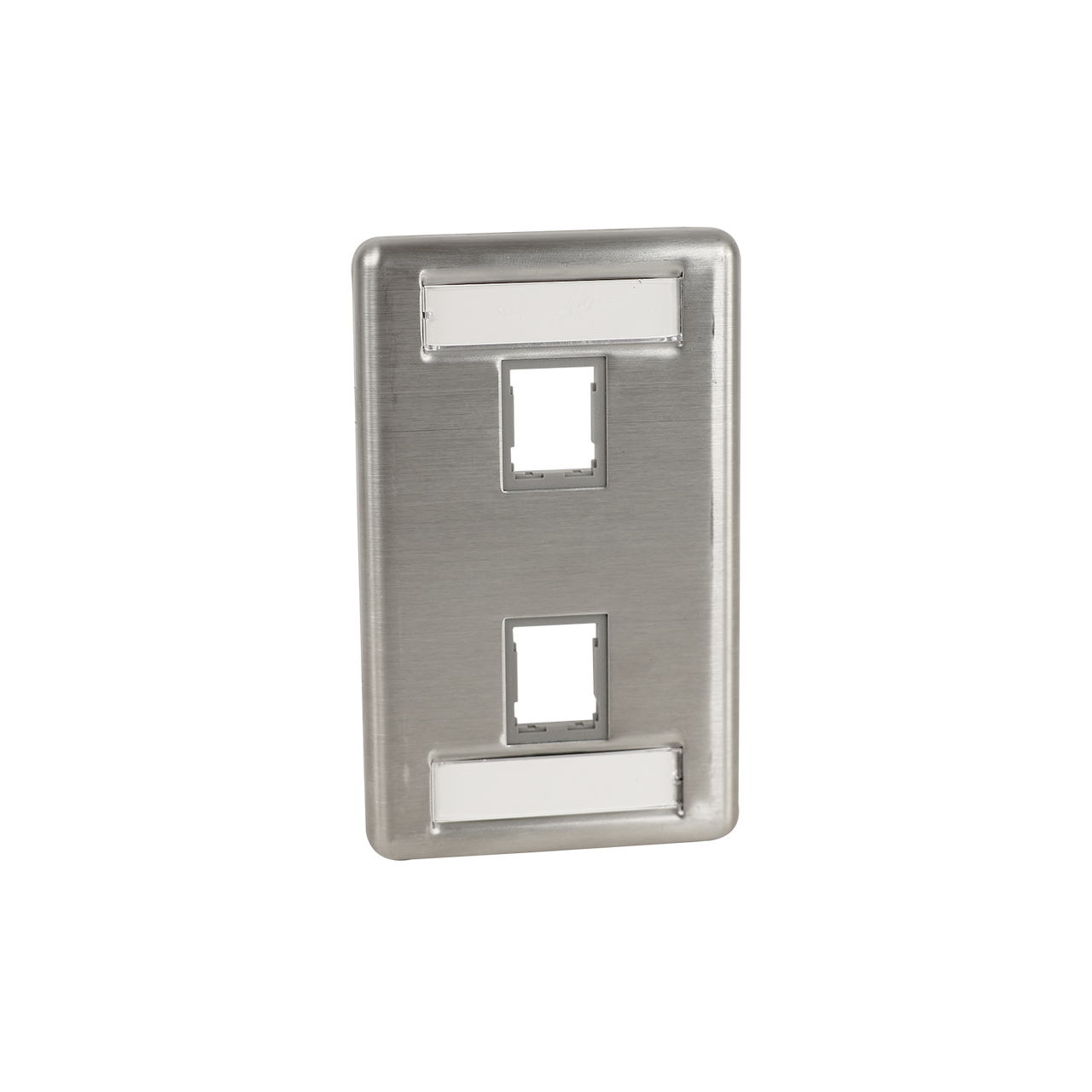 Stainless Steel HDJ 2-Port, 1-Gang Faceplate with Label Field
