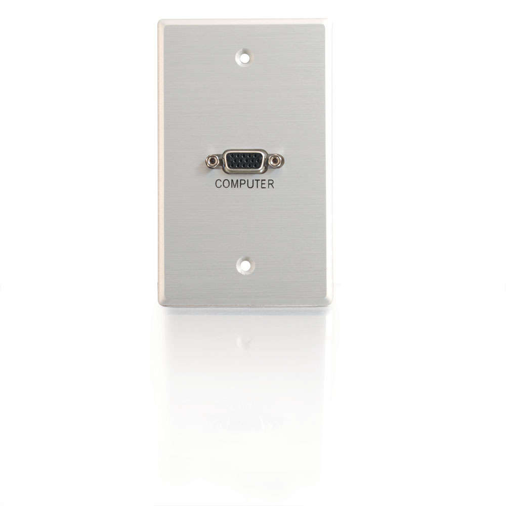 VGA Pass Through Single Gang Wall Plate - Brushed Aluminum | VGA ...