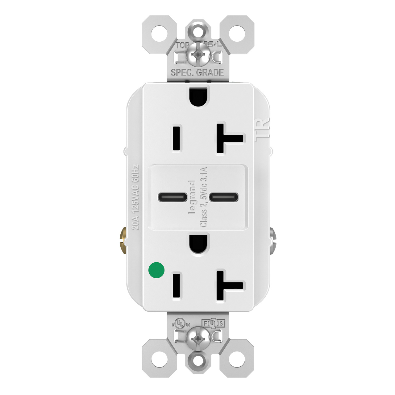 Discontinued - 20A 125V Hospital-Grade Tamper-Resistant Receptacle USB ...