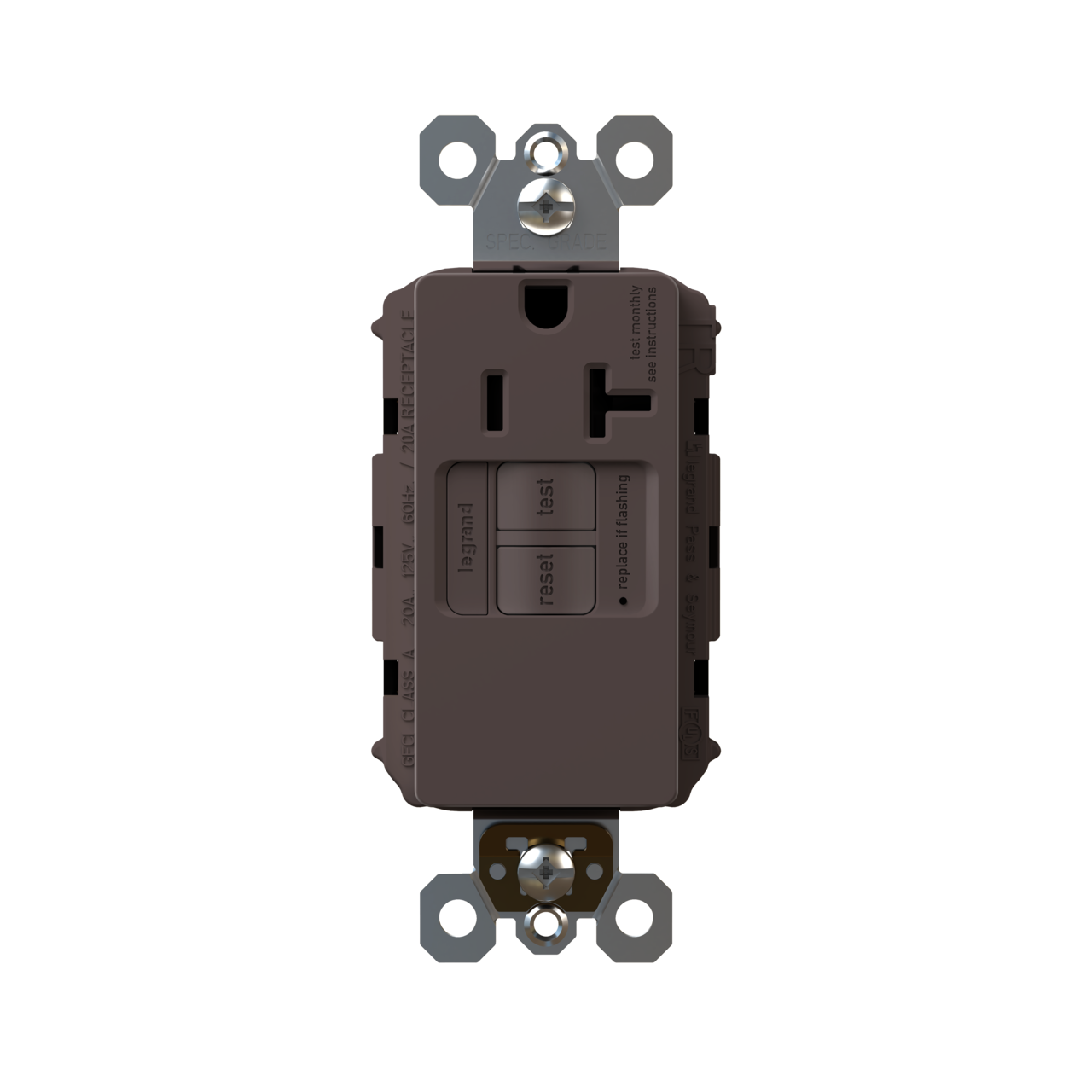 radiant 20A Tamper-Resistant Self-Test Simplex GFCI Outlet