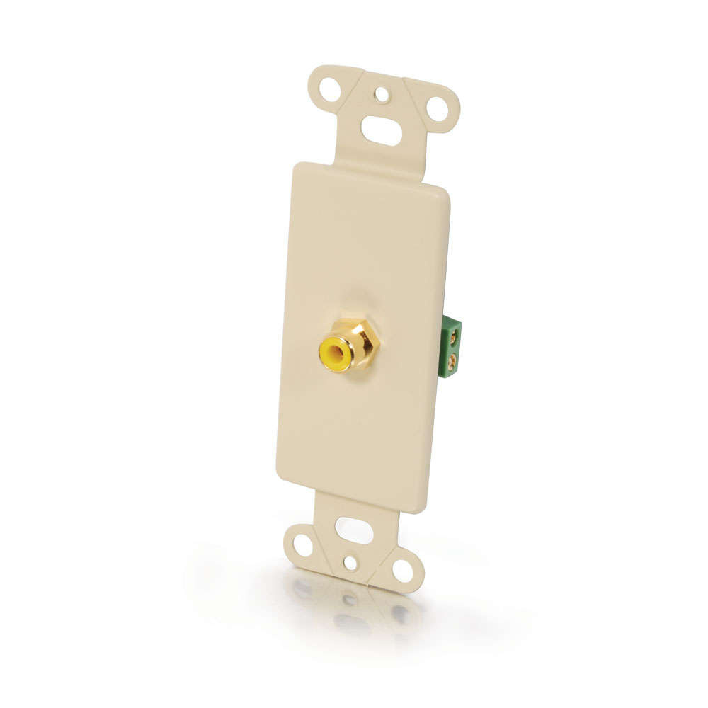 Yellow Single RCA Wall Plate Insert - Ivory