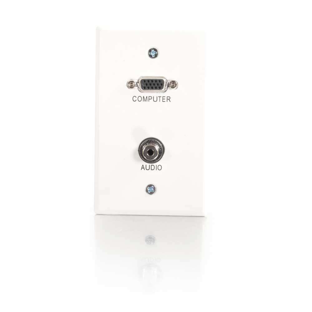 VGA and 3.5mm Audio Pass Through Single Gang Wall Plate - White | VGA ...