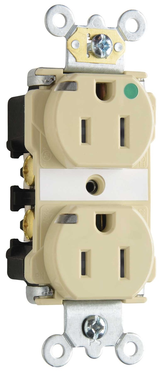 15A Heavy Duty Power Indicating Hospital-Grade Receptacle, Ivory ...