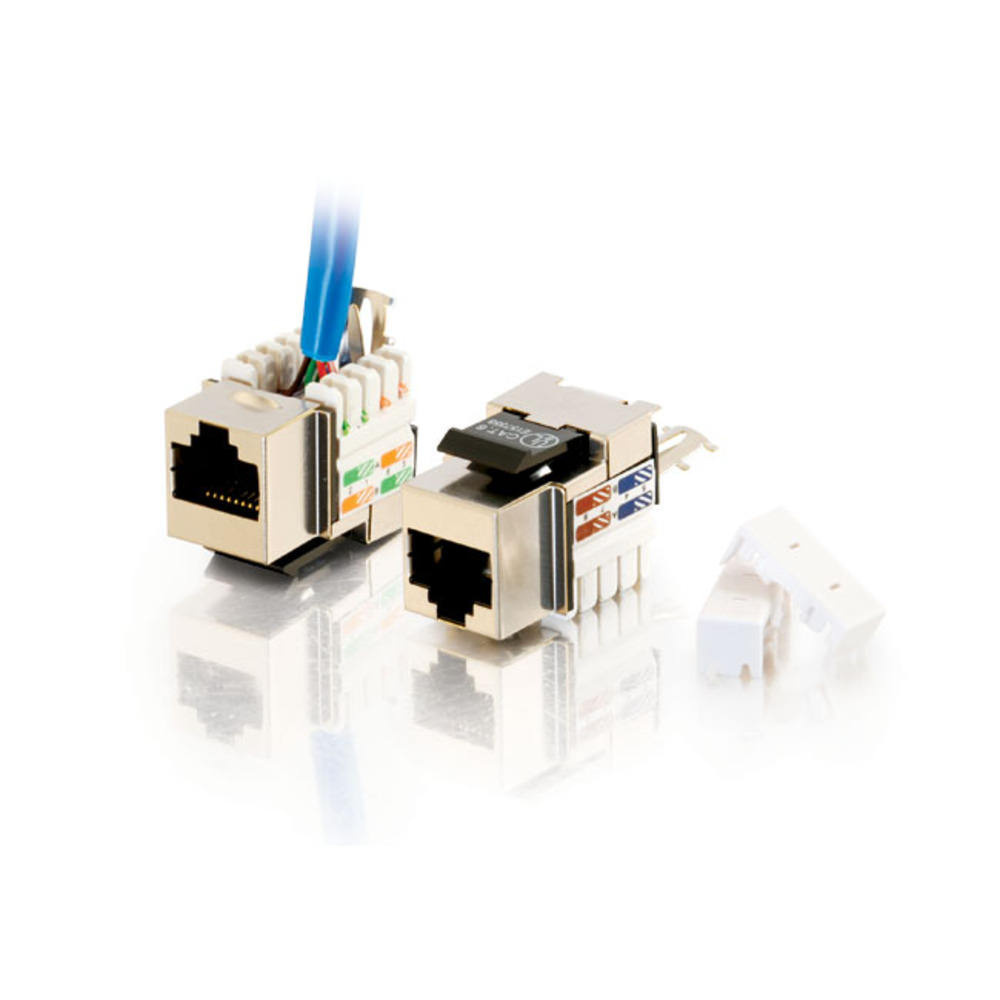 90° Cat6 RJ45 UTP Half-Shielded Keystone Jack - Silver