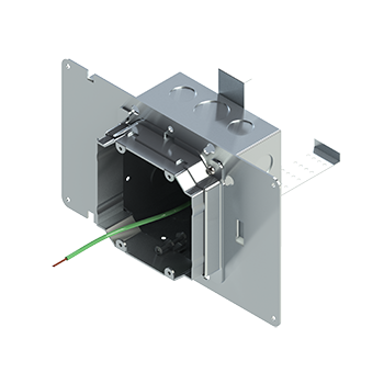 4'' Square Box with Ground Pigtail and 2-Gang Adj. Ring with protective ...