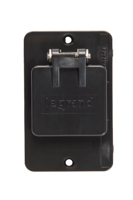 1-Gang Flip Lid 1.56-in Diameter Single Receptacle Cover Plate, Black ...