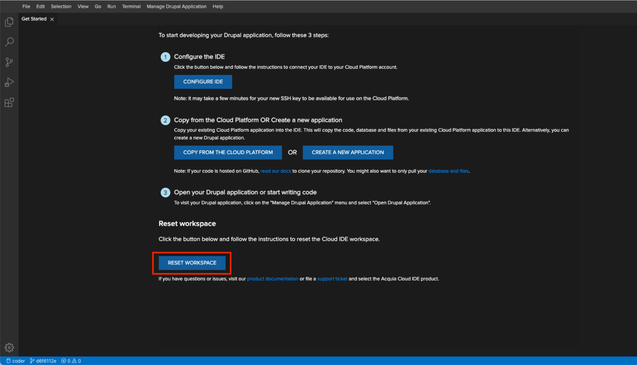Getting Started With Cloud Ide — Acquia Product Documentation
