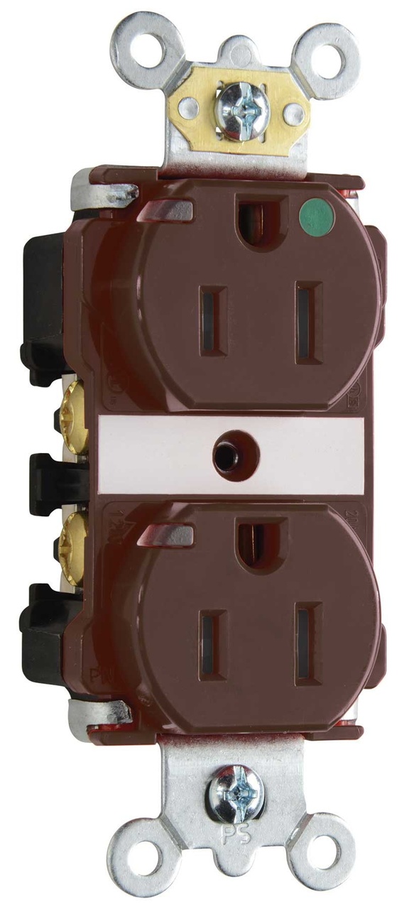 15A Heavy Duty Power Indicating Hospital-Grade Receptacle, Brown ...