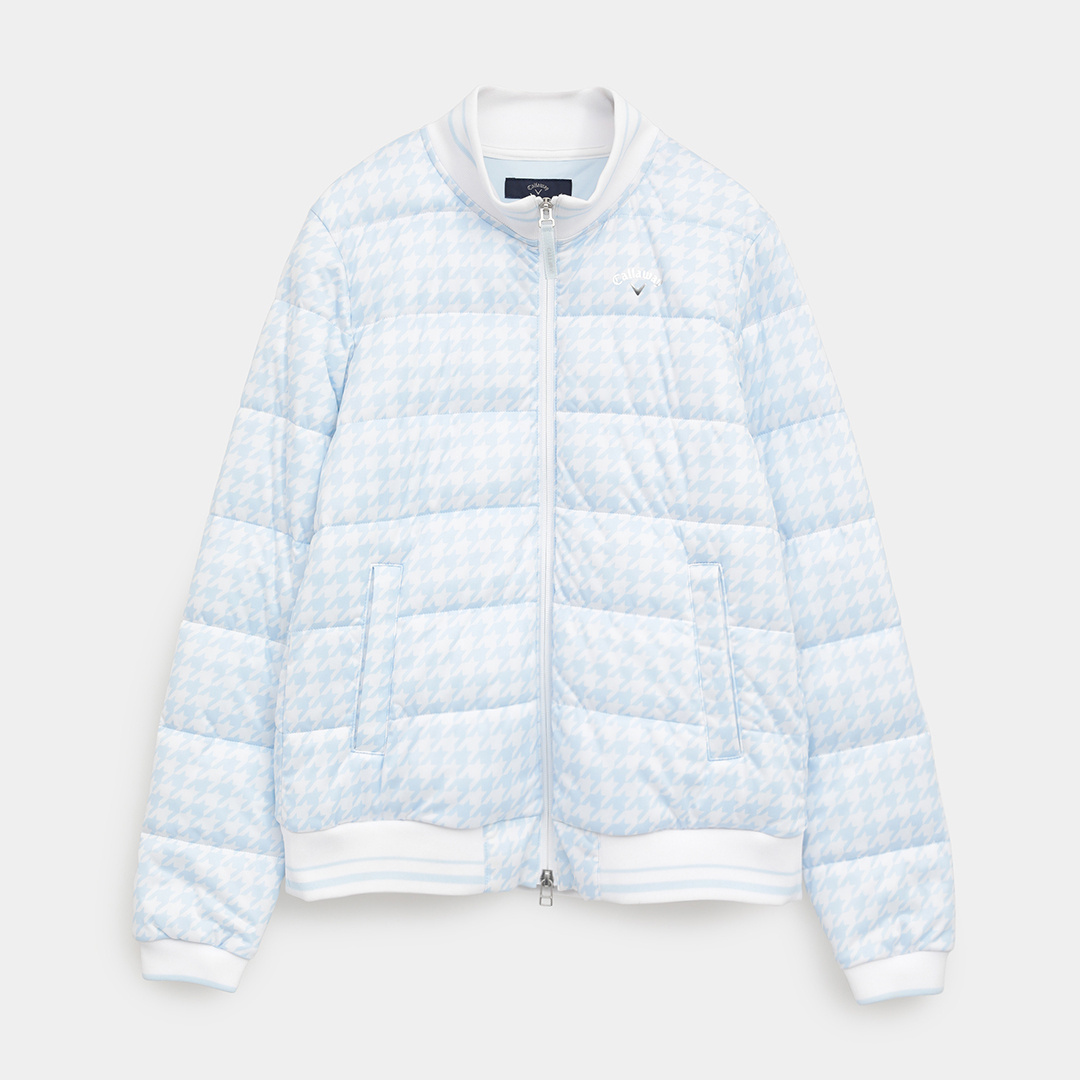 スターストレッチ千鳥プリント中綿ブルゾン (WOMENS)