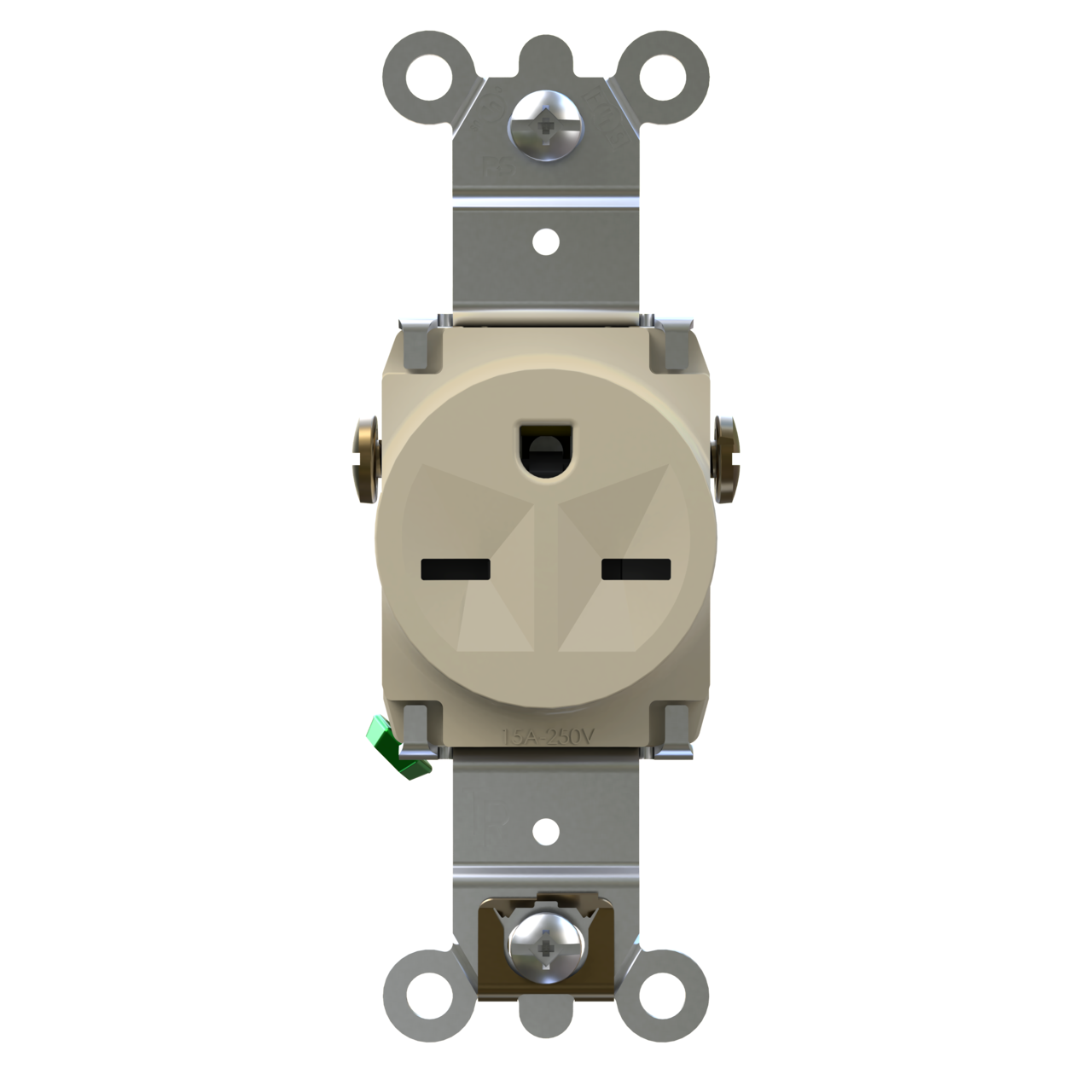 250V Tamper Resistant Heavy Duty Spec Grade Single Receptacle 15A
