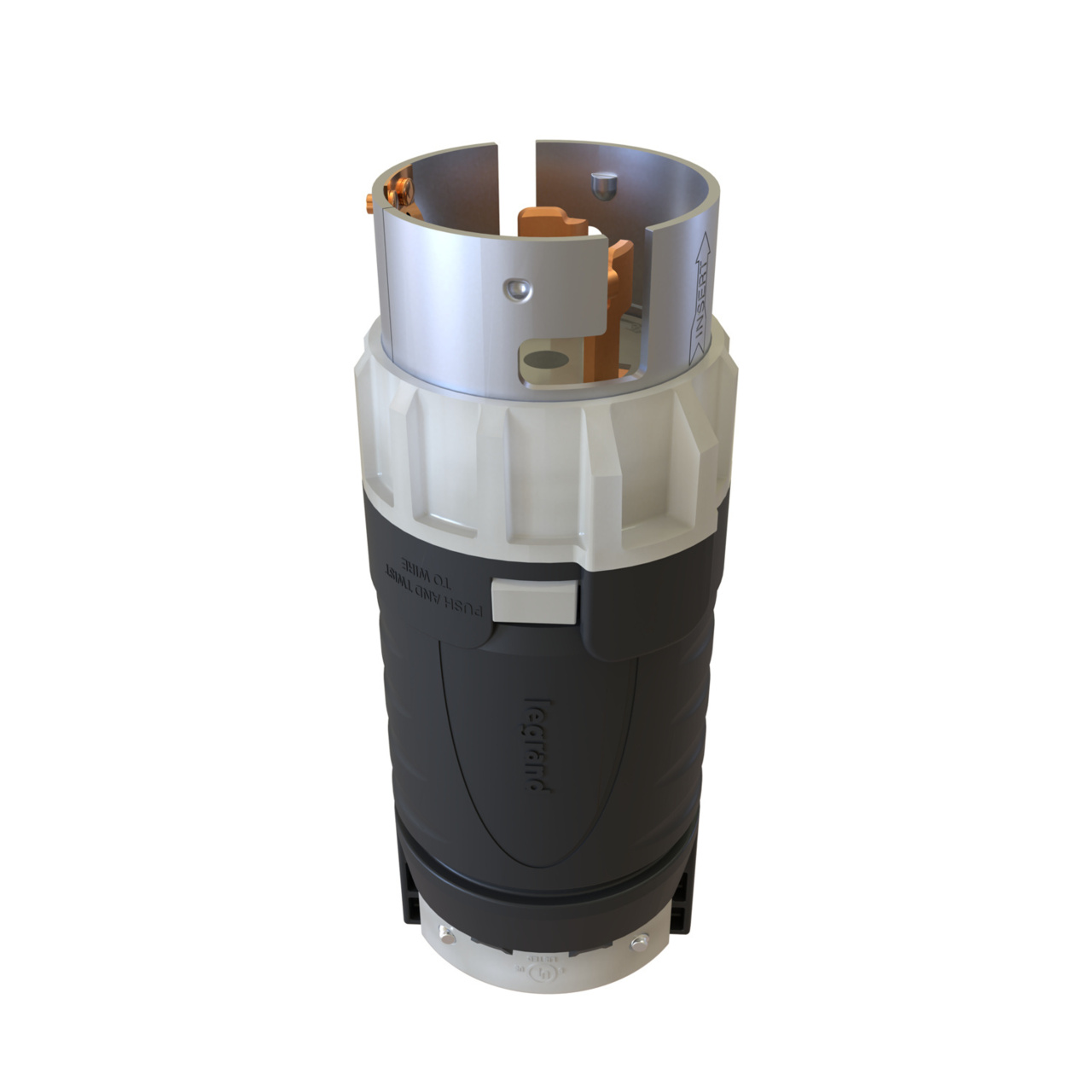 TurnLok 50A California Style 125-250V 3-Pole 4-Wire Locking Plug, Black