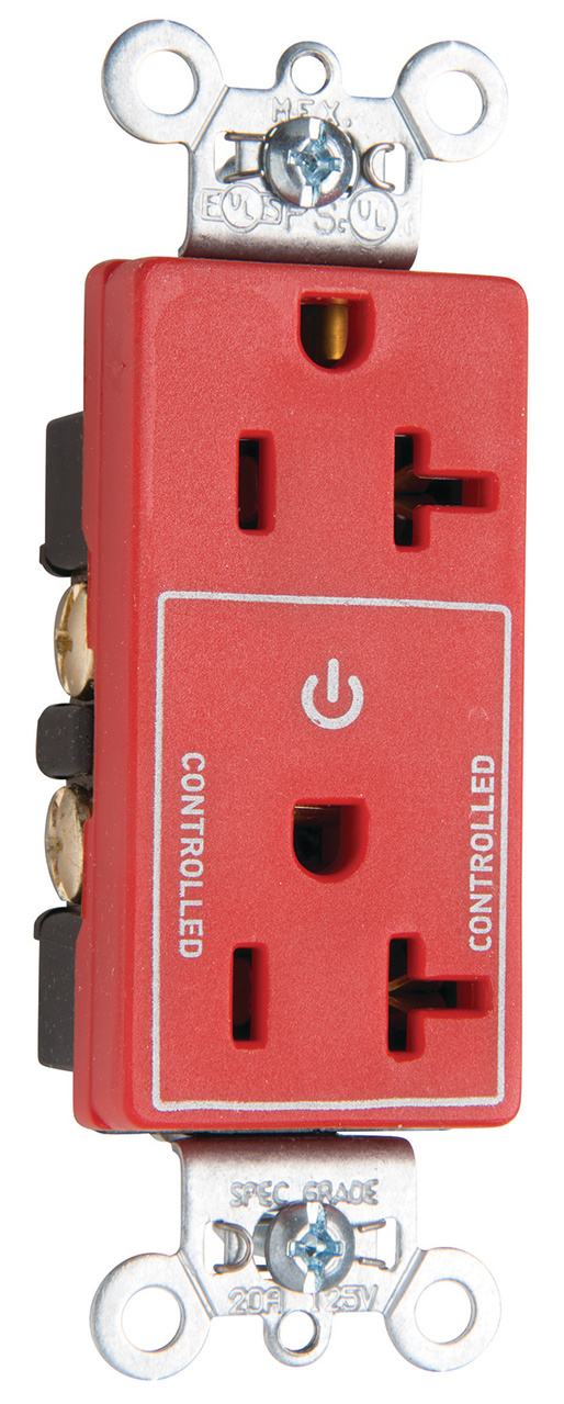 Decorator 20A Half-Controlled Plug Load Duplex Receptacle, Red ...