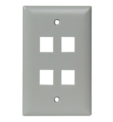 Discontinued - 1-Gang, 4-Port Wall Plate, Gray | Wall Plates | Wiring ...