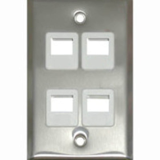 Four Port Keystone Single Gang Wall Plate - Stainless Steel | Keystone ...