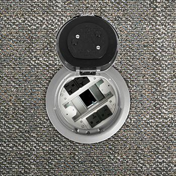 6AT Prewired Evolution™ Poke Thru Device, Surface Style Cover, Aluminum ...