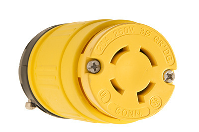 Rubber Dust-Tight NEMA L15-20 Locking Connector, 20A 250V, Yellow ...