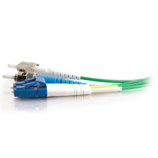6.6ft (2m) LC-ST 9/125 OS2 Duplex Single-Mode Fiber Optic Cable - Plenum CMP-Rated - Green ...